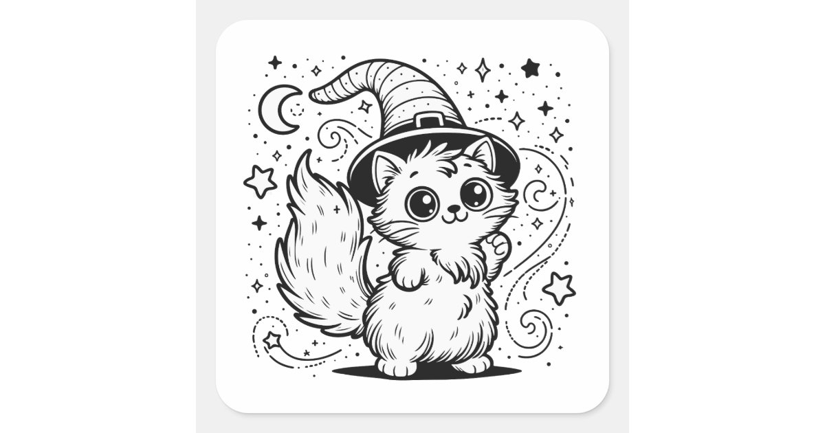 Wizard Cute Cat Sticker | Zazzle