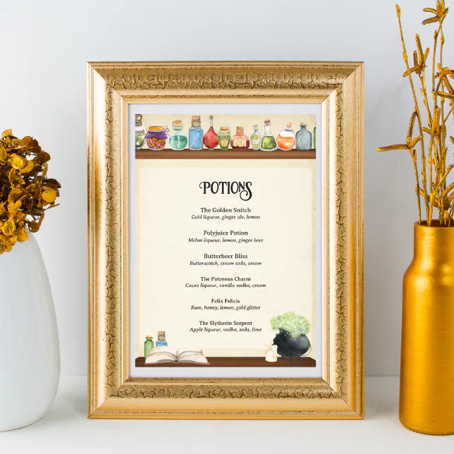 Wizard Party Cocktail Menu Card Poster | Zazzle