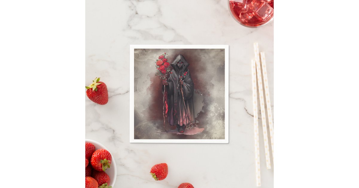 Wizardry | Shadowy Dark Witch Glowing Red Eyes Napkins | Zazzle