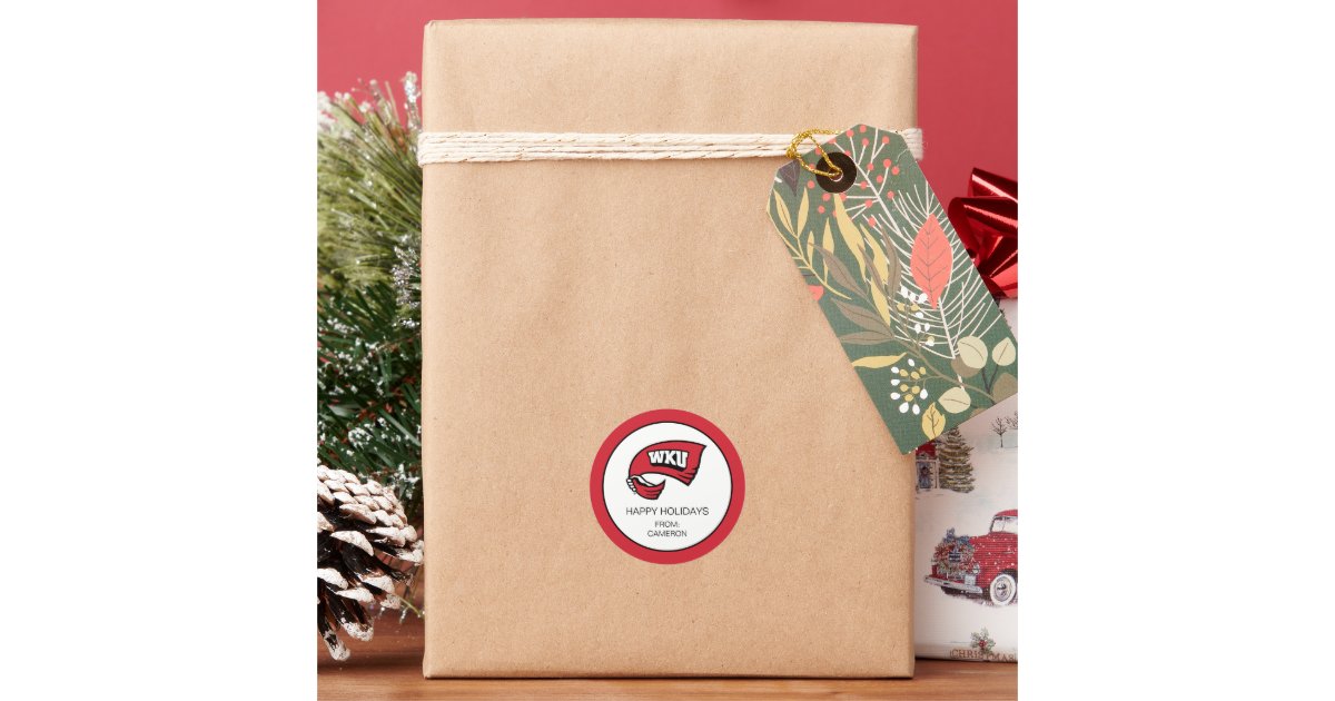 WKU Hand-Held Red Towel Logo Classic Round Sticker | Zazzle