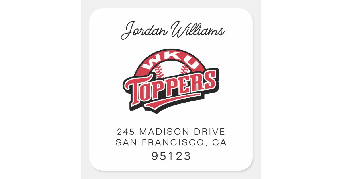 WKU Toppers Baseball Logo Square Sticker | Zazzle