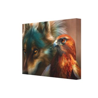 Wolf and eagle painting canvas print | Zazzle