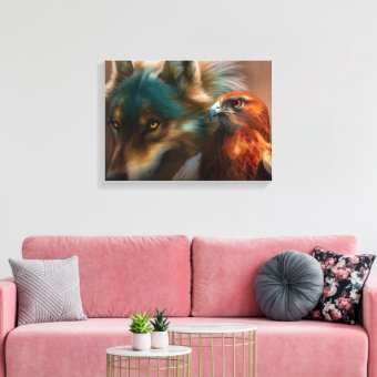 Wolf and eagle painting canvas print | Zazzle