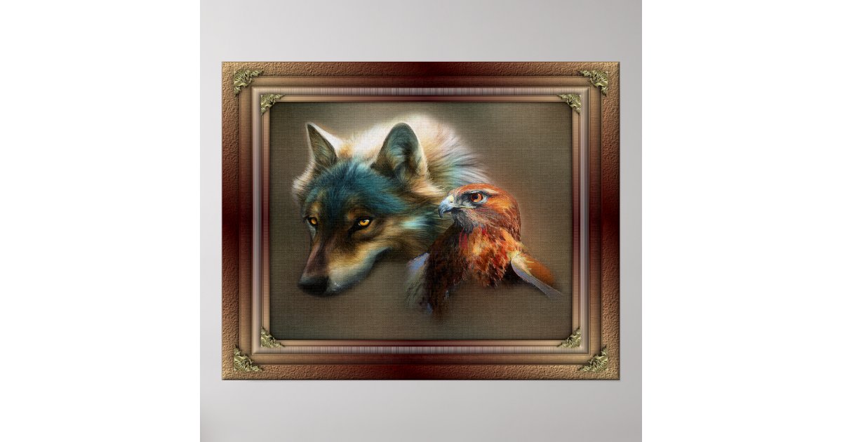 Wolf and Hawk Poster | Zazzle