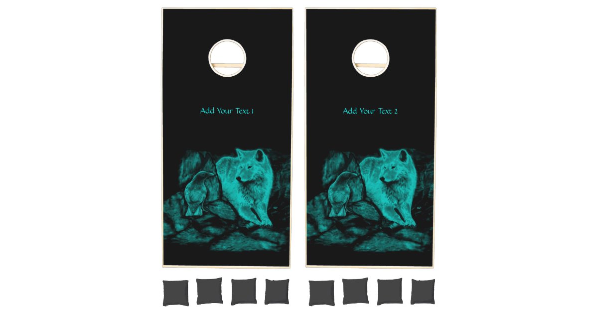 Wolf and Raven in the Night Cornhole Set | Zazzle
