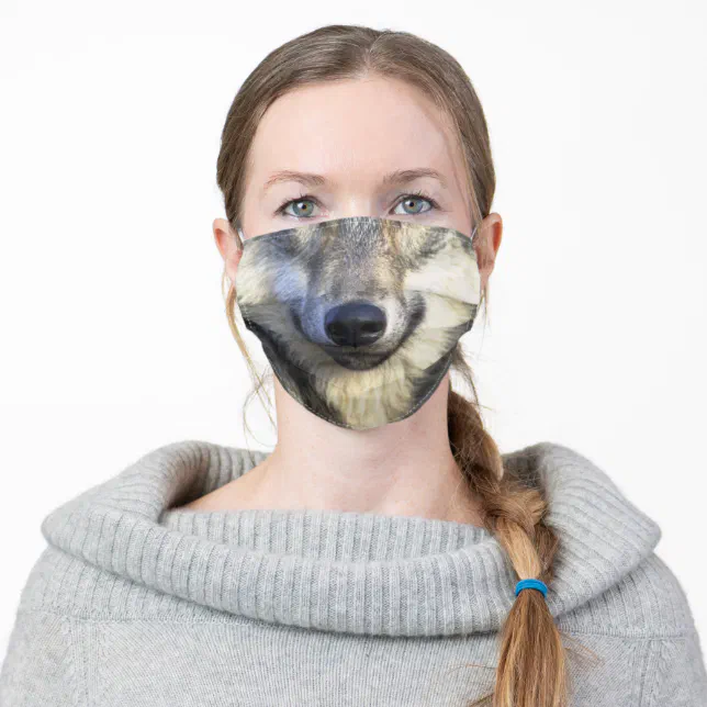 Wolf Animal Face Adult Cloth Face Mask | Zazzle
