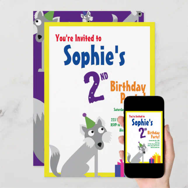 Wolf Animal Kid's Birthday Party Invitations | Zazzle