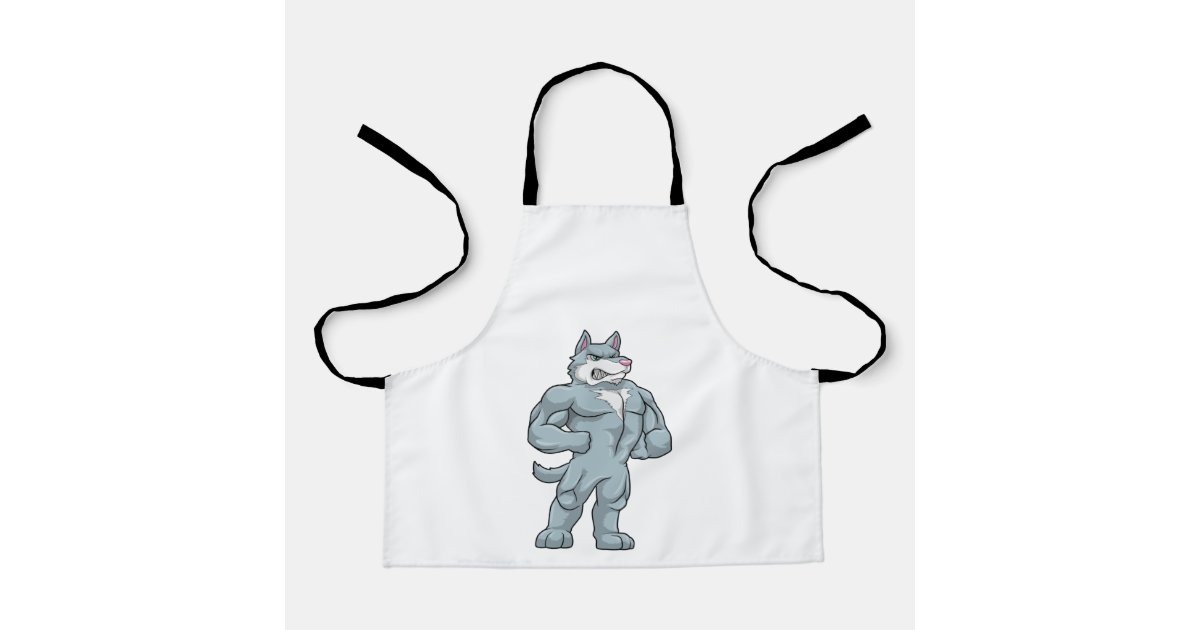 Wolf as Bodybuilder extreme Apron | Zazzle