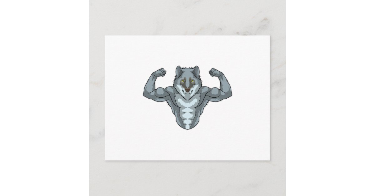Wolf as Bodybuilder with big Muscles Postcard | Zazzle