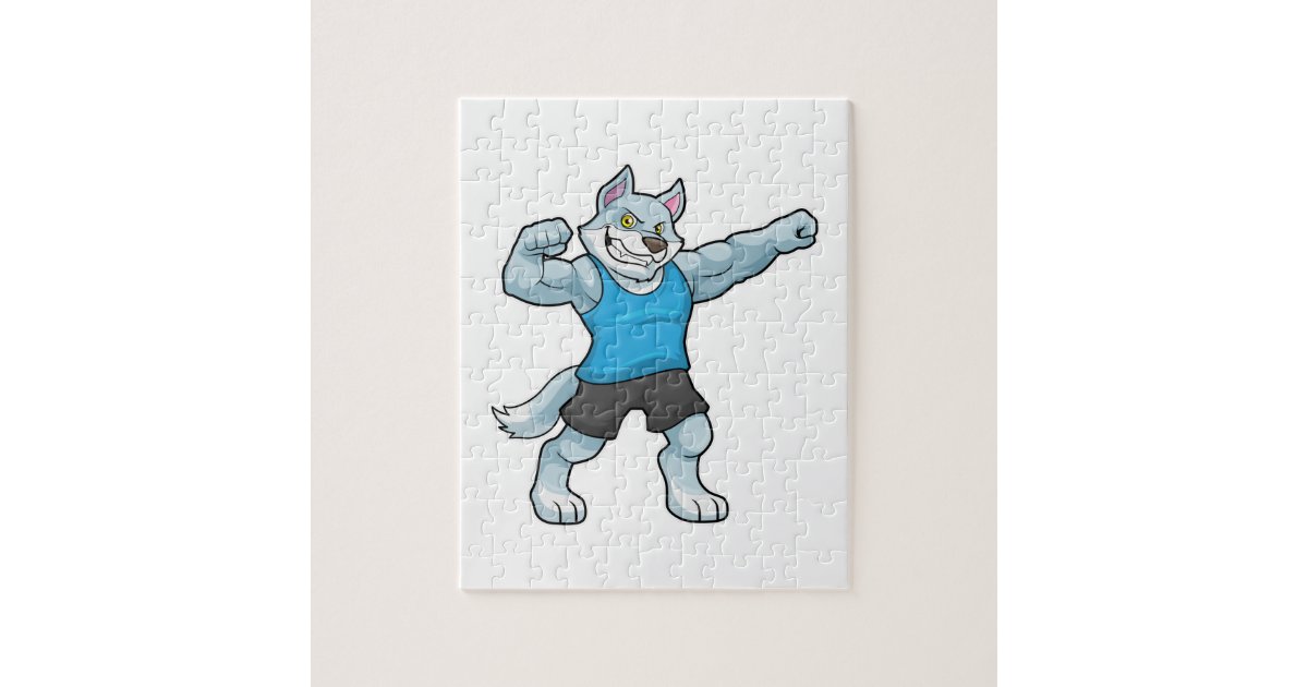 Wolf as Bodybuilder with big Upper arms Jigsaw Puzzle | Zazzle