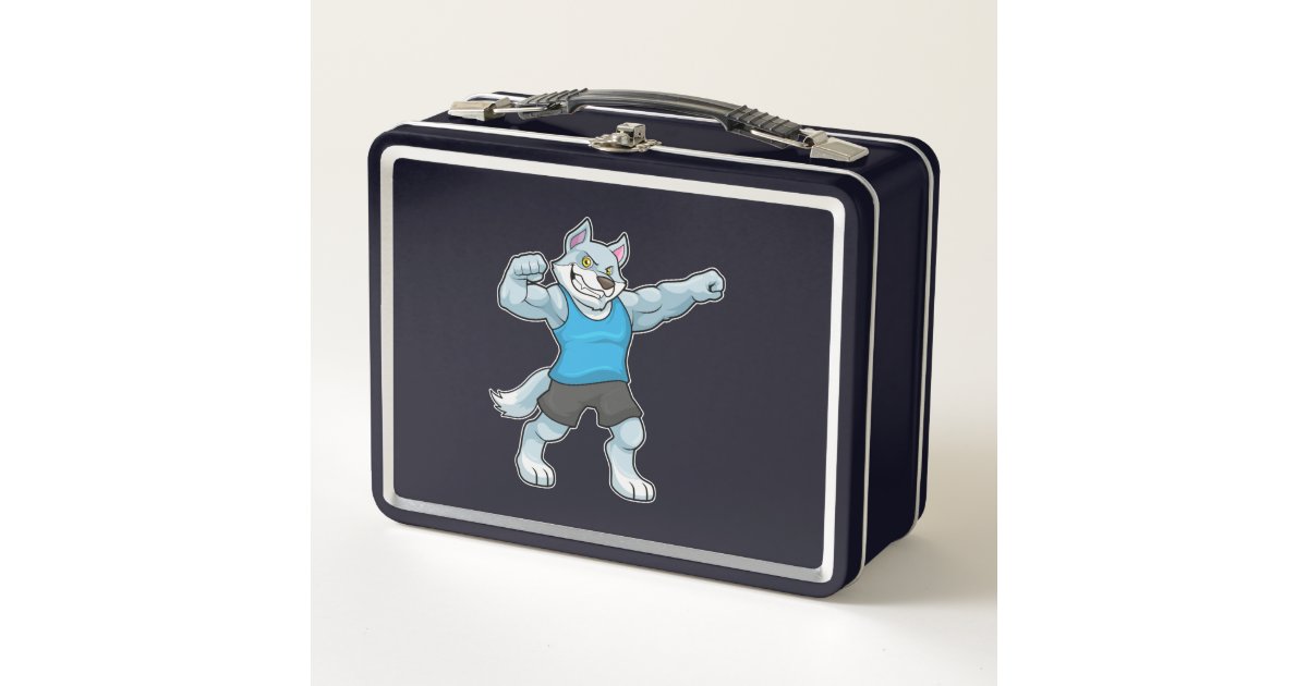 Wolf as Bodybuilder with big Upper arms Metal Lunch Box | Zazzle