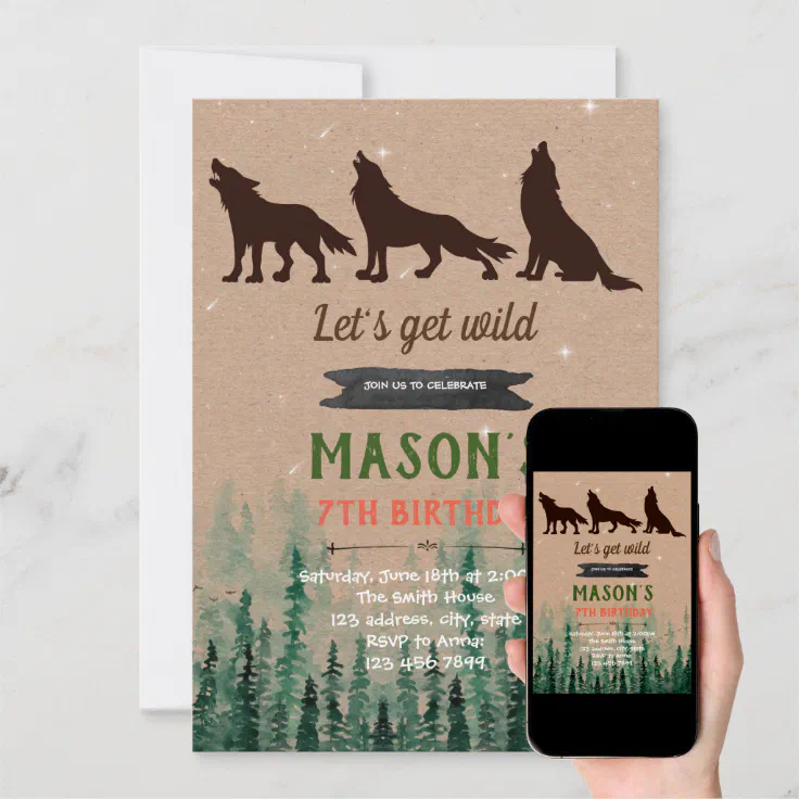 wolf birthday party invitation | Zazzle