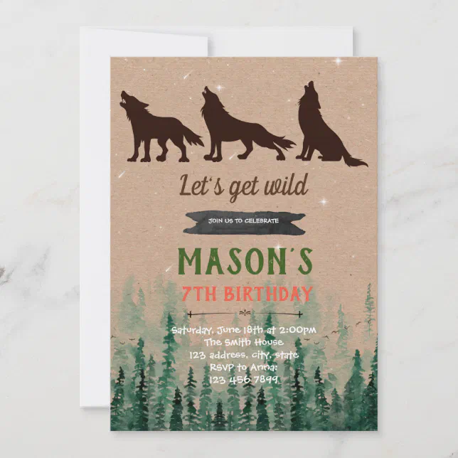 wolf birthday party invitation | Zazzle