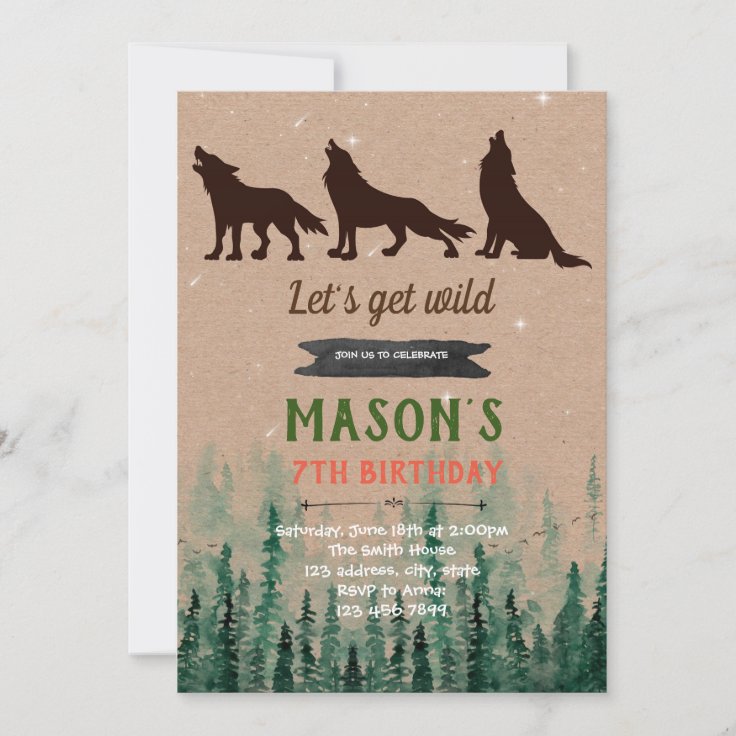 wolf birthday party invitation | Zazzle