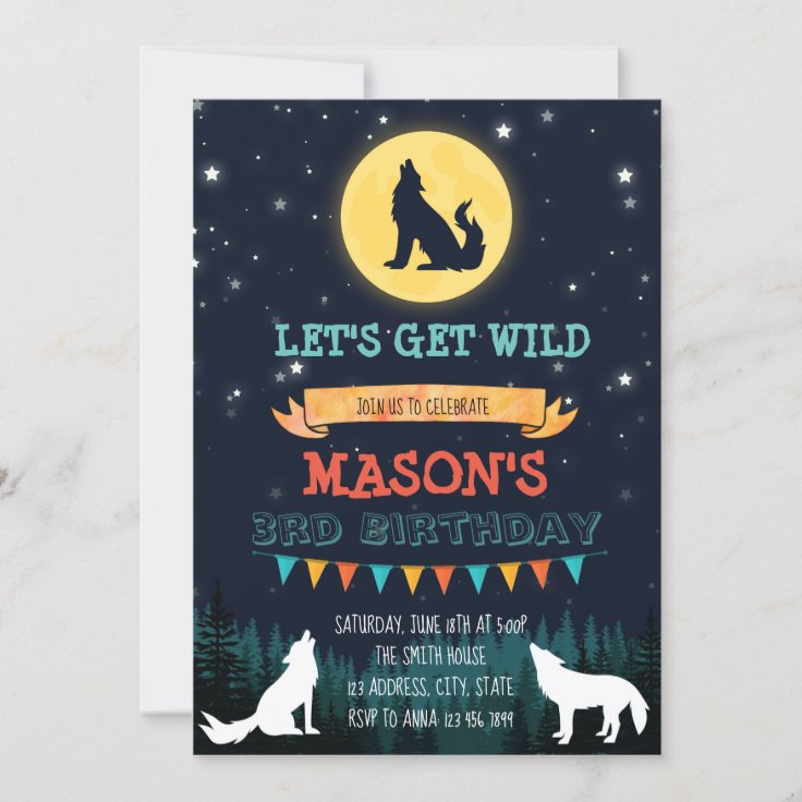 Wolf birthday party invitation | Zazzle