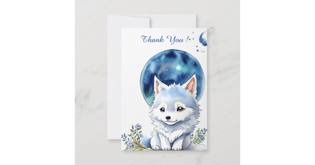 Wolf Birthday Thank You Card | Zazzle