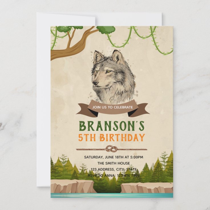 Wolf birthday theme invitation | Zazzle