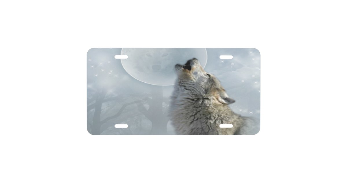 Wolf Blue Moon License Plate | Zazzle