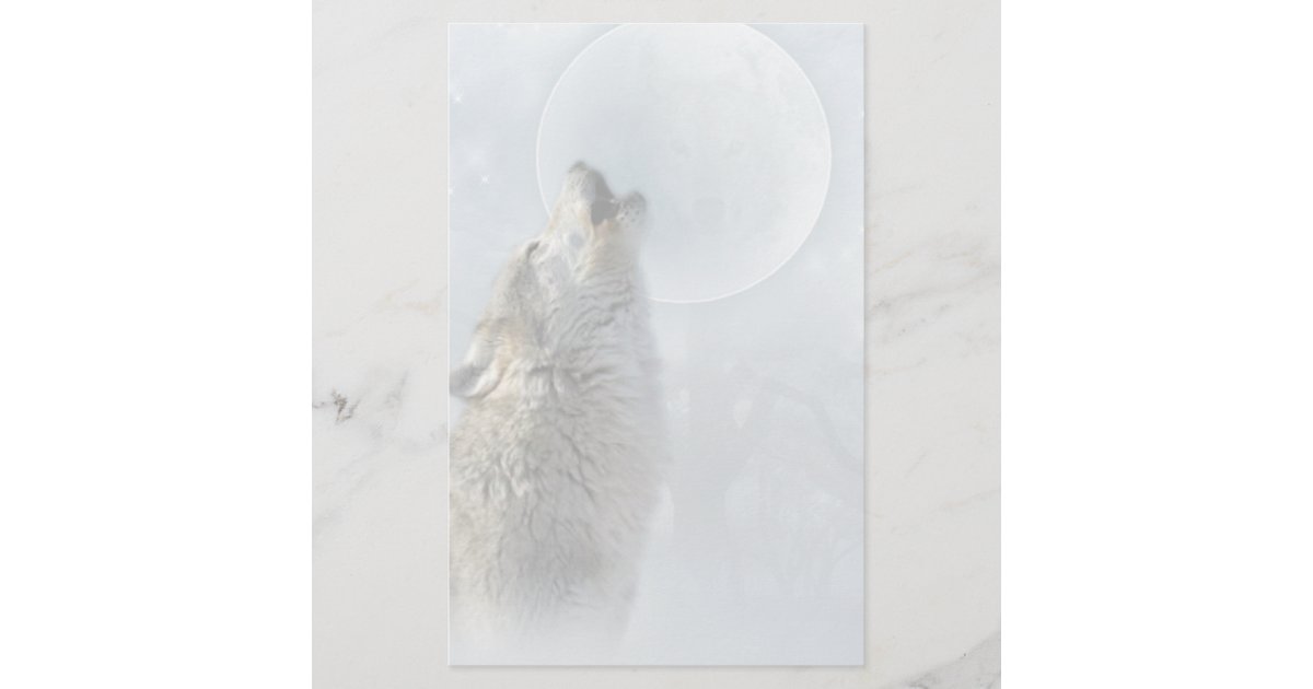 Wolf Blue Moon stationery | Zazzle