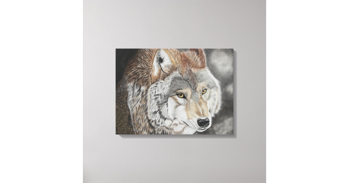 wolf color pen drawing canvas print | Zazzle