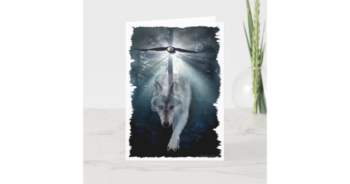 WOLF & EAGLE Wildlife Series Card | Zazzle