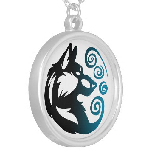 Wolf Element Tribal -Wind- Silver Plated Necklace | Zazzle