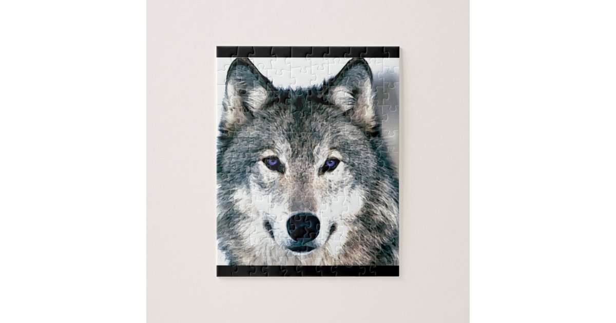 Wolf Eyes in woods wild nature animal Print Jigsaw Puzzle | Zazzle