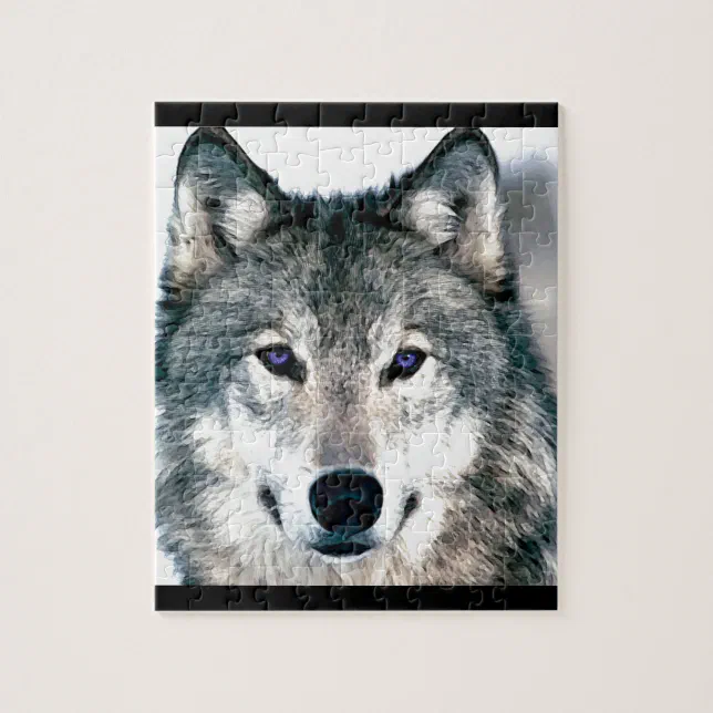 Wolf Eyes in woods wild nature animal Print Jigsaw Puzzle | Zazzle