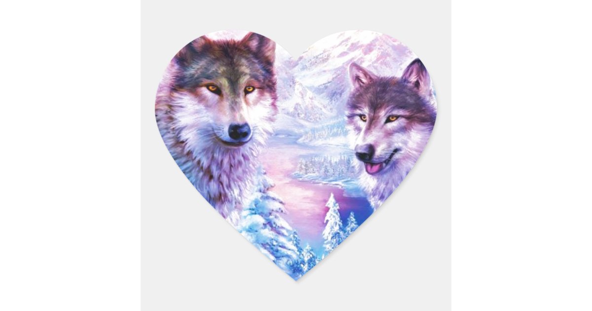 Wolf Family Heart Sticker | Zazzle
