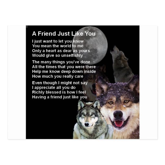 Wolf - Friend Poem Postcard | Zazzle.com