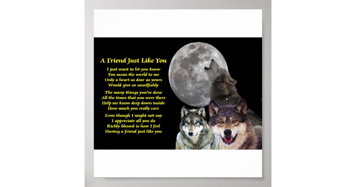 Wolf - friend poem poster | Zazzle