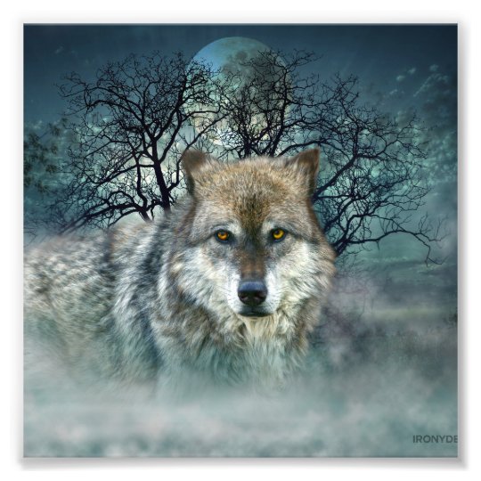 Wolf Full Moon in Fog Photo Print | Zazzle.com