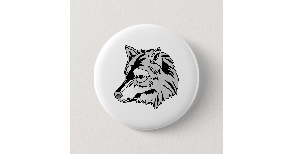 Wolf Head Button | Zazzle