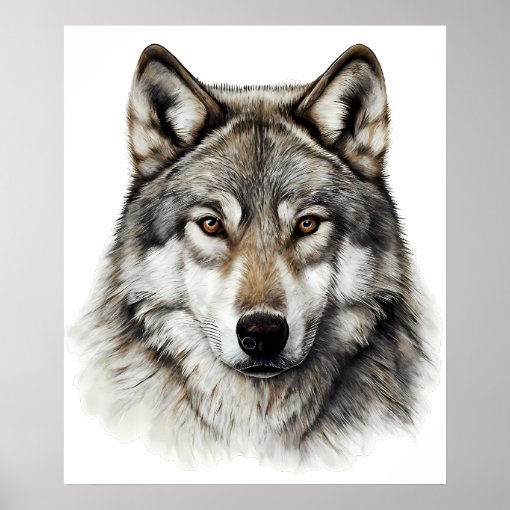 Wolf Head Portrait Poster | Zazzle