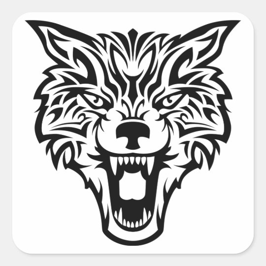 Wolf Head Square Sticker | Zazzle.com