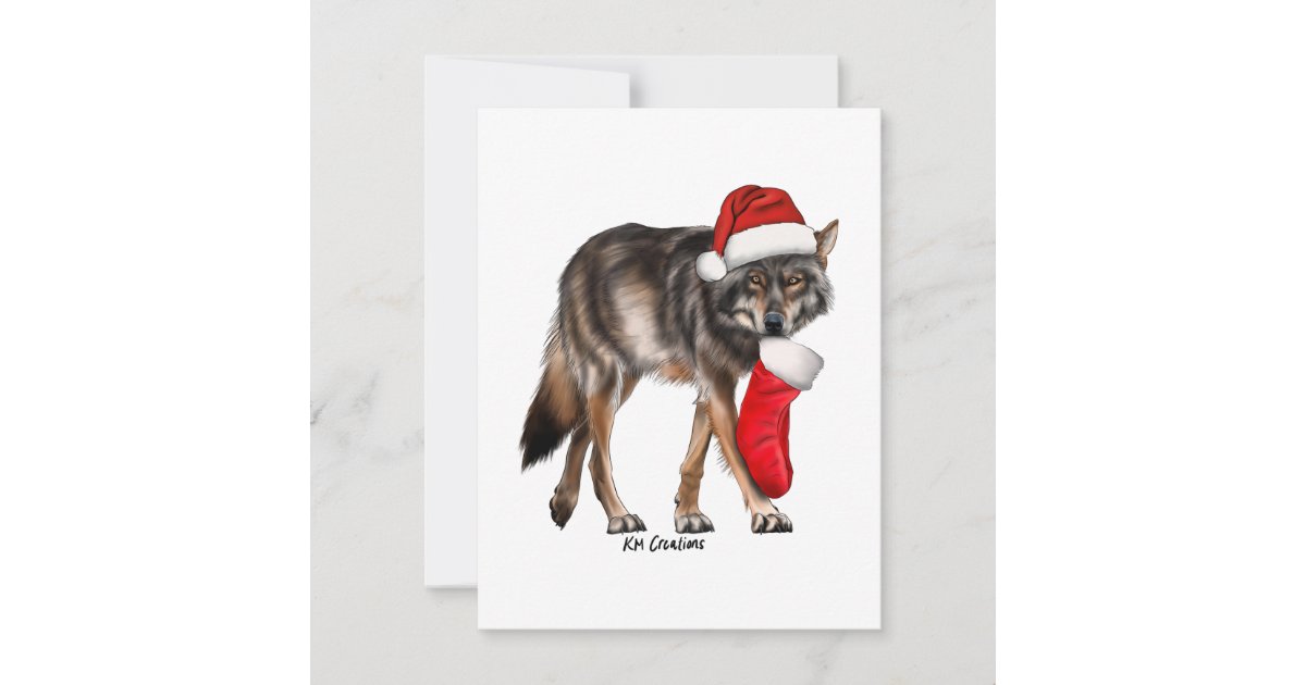 Wolf - holiday card | Zazzle