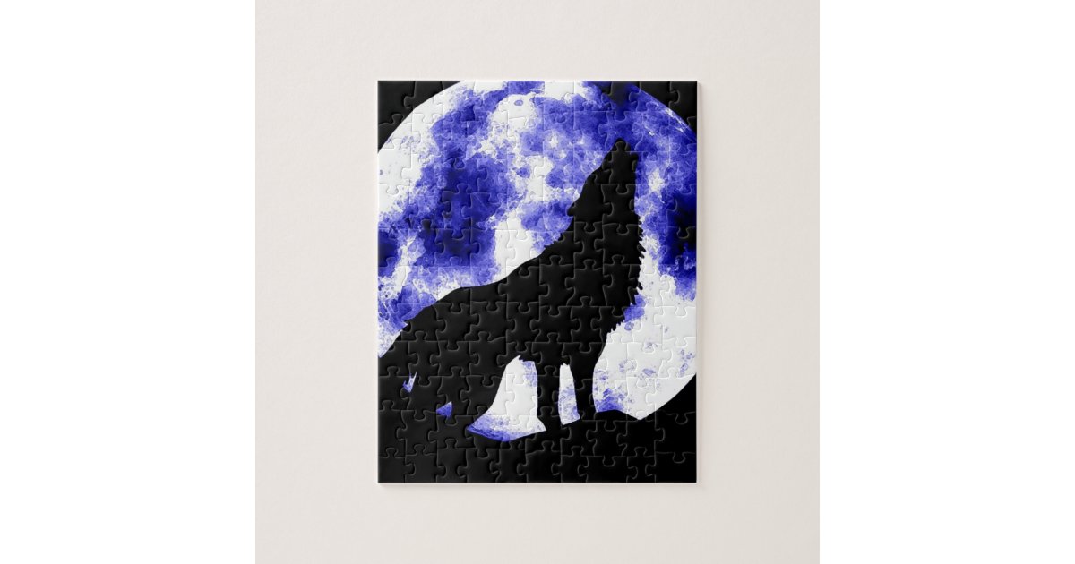 Wolf Howling at Moon Jigsaw Puzzle | Zazzle