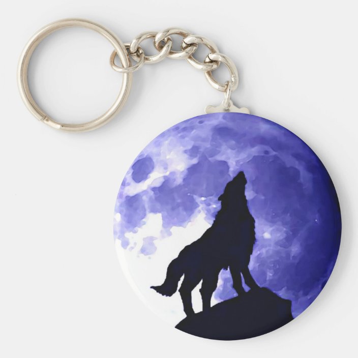Wolf Howling at Moon Keychain | Zazzle.com