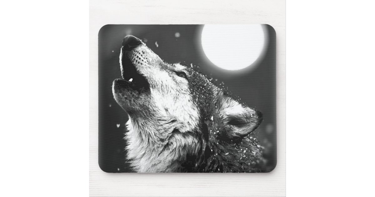 Wolf Howling at Moon Mouse Pad | Zazzle