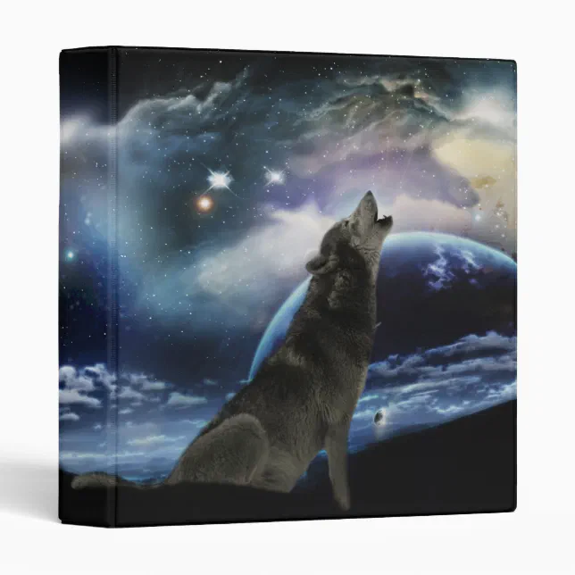 Wolf howling at the moon binder | Zazzle