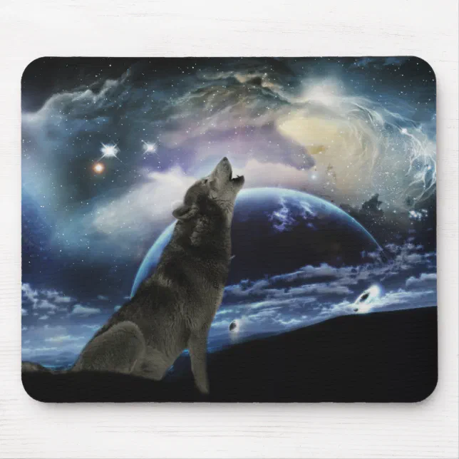 Wolf howling at the moon mouse pad | Zazzle