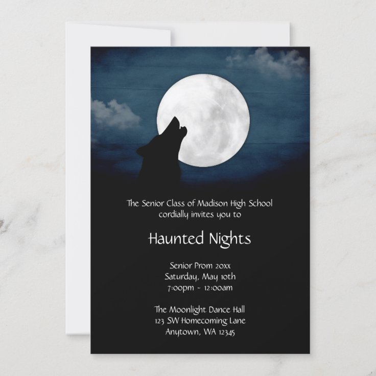 Wolf Howling at the Moon Prom Formal Invitation | Zazzle