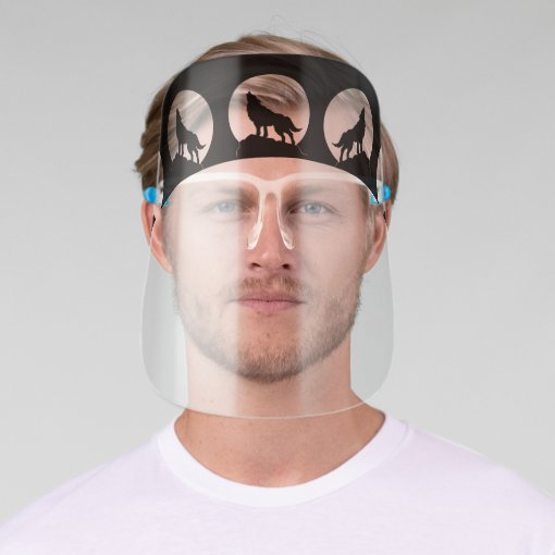 Wolf Howling Full Moon Wolves Face Shield | Zazzle