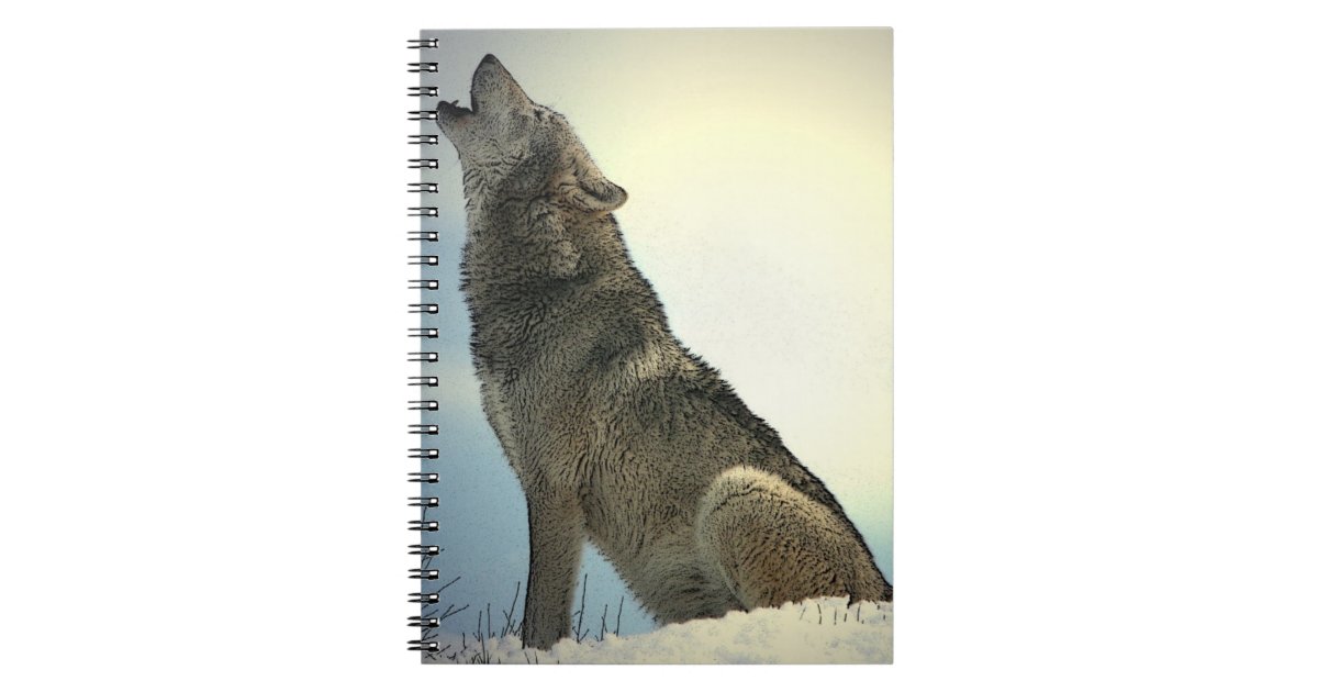 Wolf Howling in Snow Notebook | Zazzle