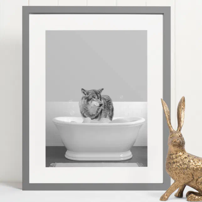 Wolf in Bathtub Bubble bath Poster | Zazzle