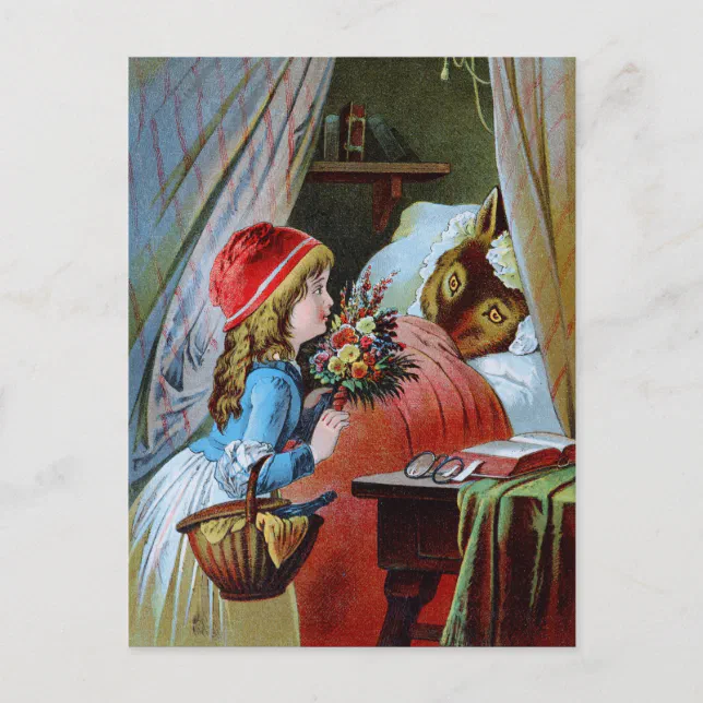 Wolf in Grandma Bed Postcard | Zazzle