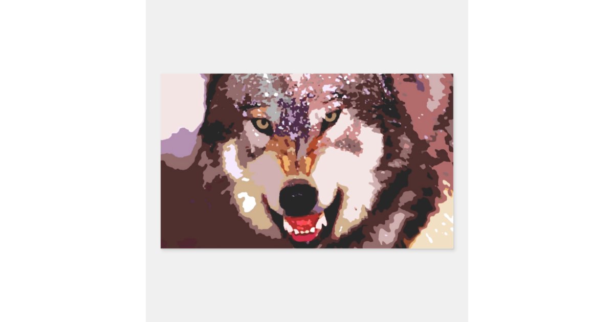 Wolf in Snow Rectangular Sticker | Zazzle