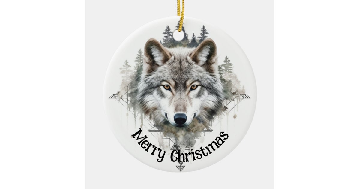 Wolf Logo Wolves Nature Custom Business Card Ceramic Ornament | Zazzle