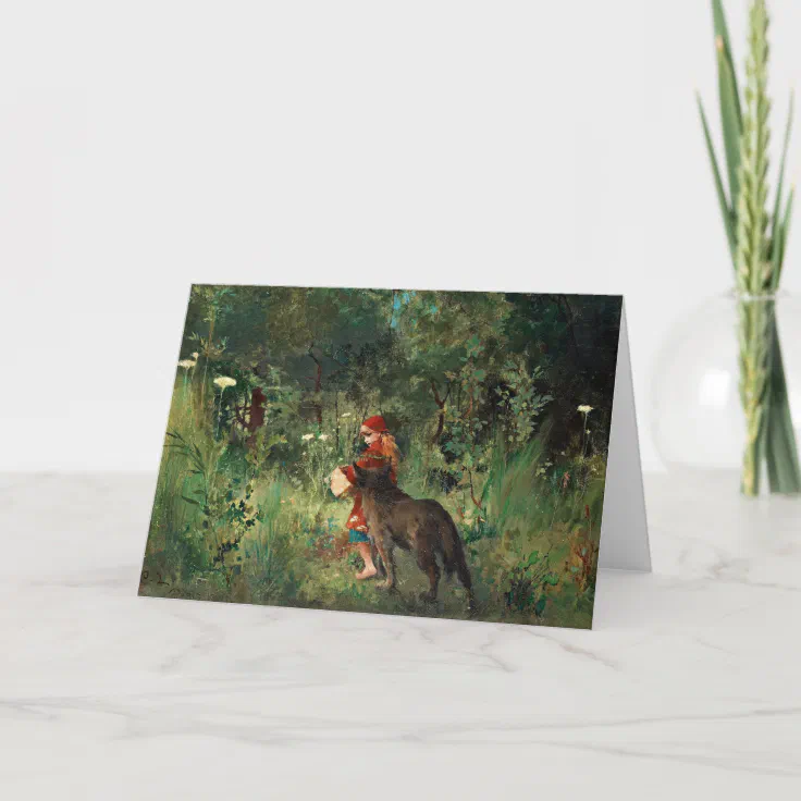 Wolf on Path with Red Card | Zazzle