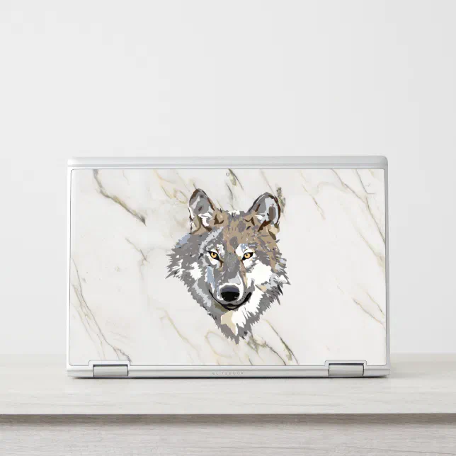 Wolf Over Marble Stone HP Laptop Skin | Zazzle